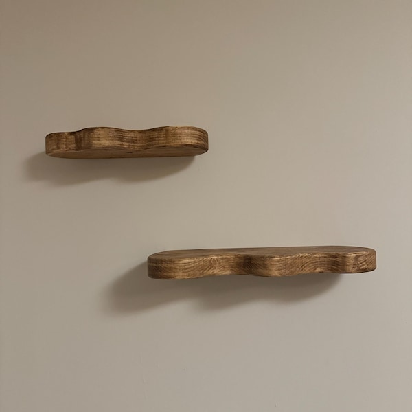 FORET Small Rustic Flower Live Edge Solid Wood Chunky Scaffold Floating ...