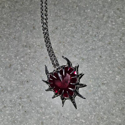 Goblincore Fang Brutalist Ring With Pearl Thorns Melted Metal Ring ...