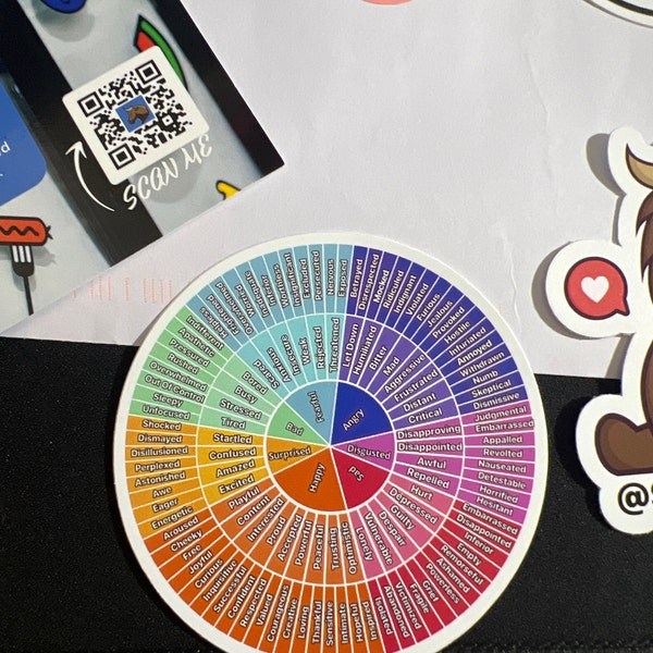 Feelings Wheel Sticker, Emotions Wheel Sticker, "counselor Therapist ...