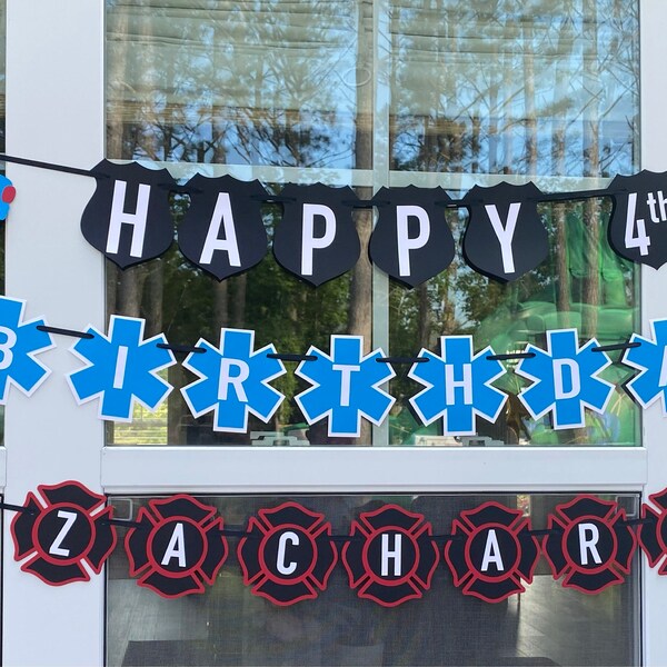 First Responders Birthday Decorations, Firetruck Police Ambulance ...