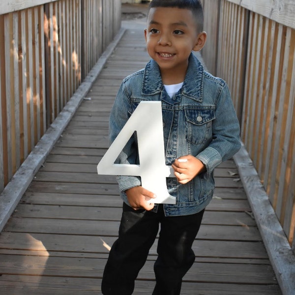 4 Sign Photo Prop for Fourth Birthday Photo Shoot for Kids - Wooden ...