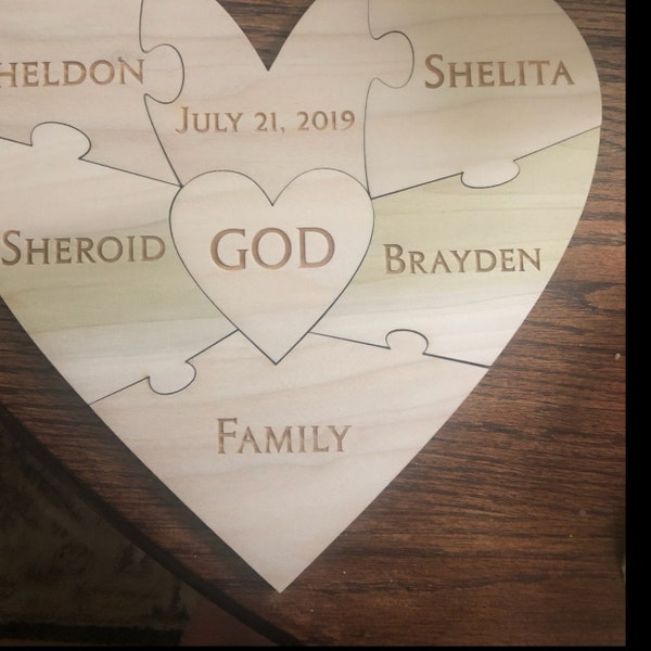 Custom Family Wooden Heart Puzzle - Family Unity Puzzle - Pregnancy ...