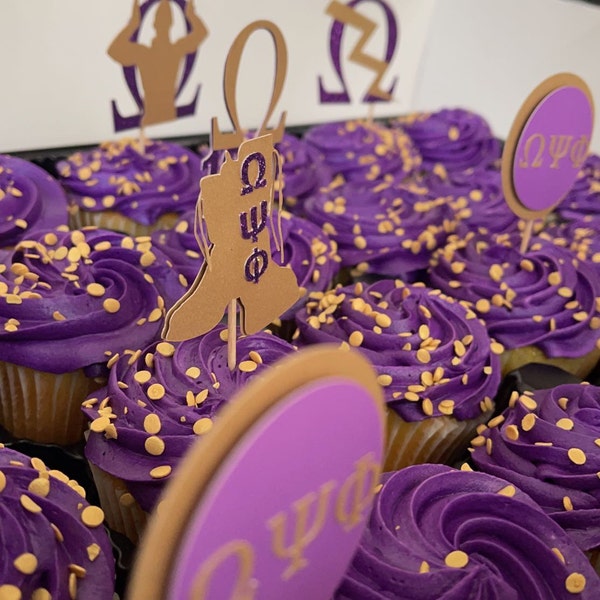 Omega Cupcake Toppers|fraternity Cupcake Toppers - Etsy