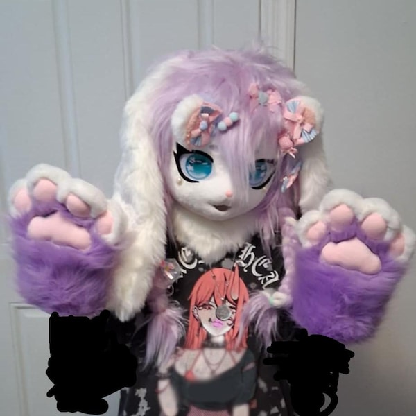Candy Lavender Bunny Kigurumi Fursuit Furry Head Kig Style,white Bunny ...