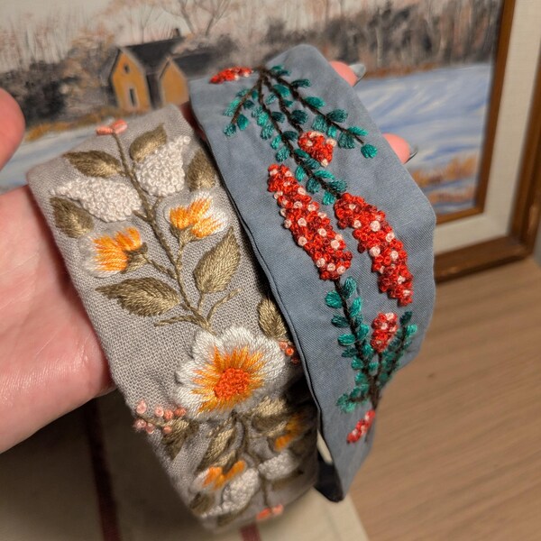 Hand Embroidery Headband, Floral Headband, Original Boho Top Knot ...