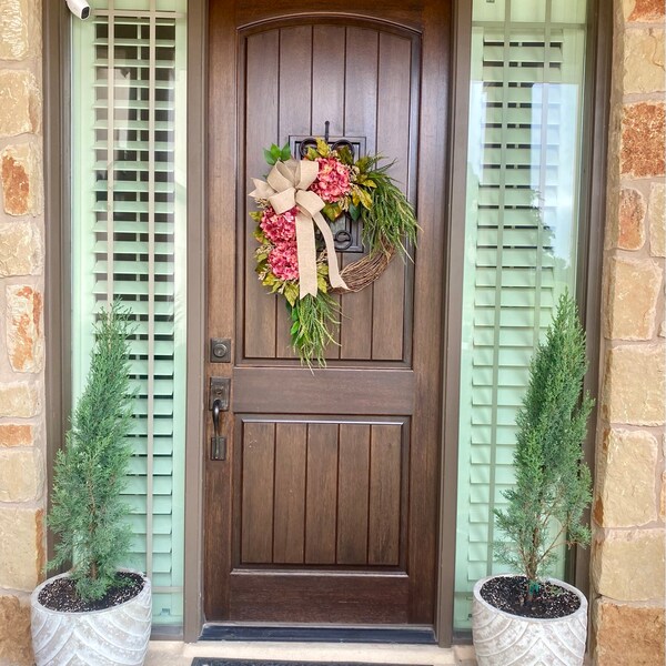 Brand New! Farmhouse Wreath, Pink Hydrangea Wreath, All Season Wreath ...