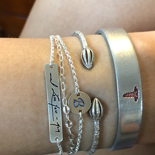 Gold Bar Bracelet, Handwritten Bar Bracelet, Your Handwritting or Text ...