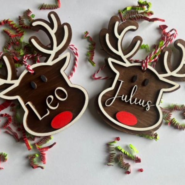 Reindeer Christmas Ornament Customizable Laser Ready File SVG Holiday ...