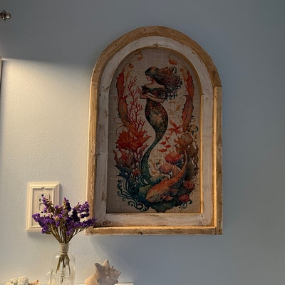 Mermaid Wall Art 14 X 22 French Poster Wall Art Linen Wall Hanging ...