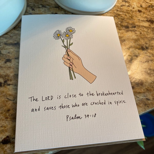 Scripture Sympathy Card With Psalm 34:18/bible Verse/religious ...