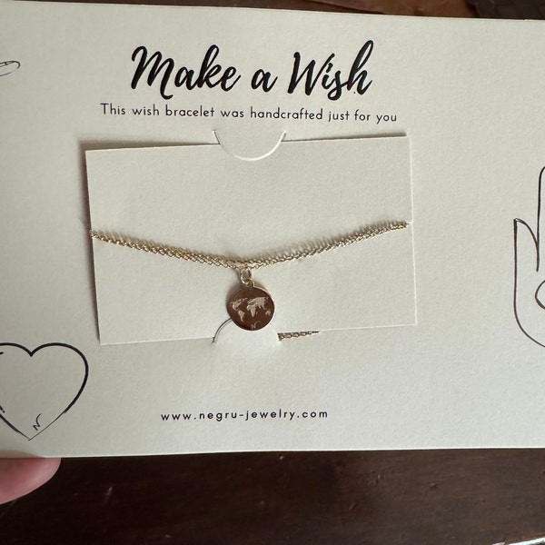 Mens Bracelet World Map in Solid 14K Gold, World Map Charm Adjustable ...