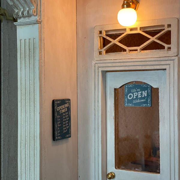 Dollhouse Miniature Opening Times Sign Shop Window Sign Handmade ...