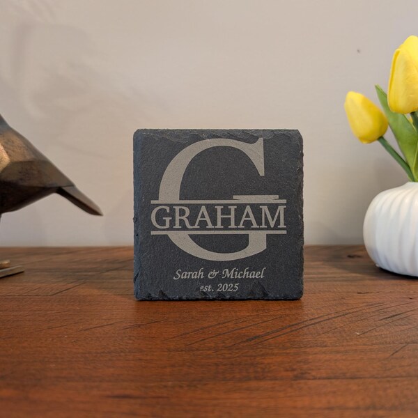 Custom Monogrammed Slate Coasters - Set of 4 - Etsy
