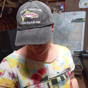 Here Fishy Fishy Hat, Fishing Hat , Fishy Fishy Hat, Trout Hat, Dad ...