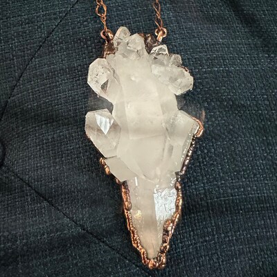 Knapped Rose Quartz Crescent Moon Necklace // Electroformed Jewelry ...