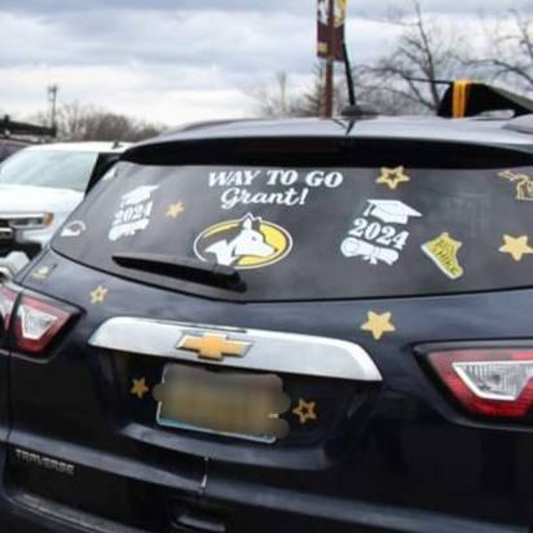 Congrats Grad! Custom Name, Graduation Caps, Scrolls, Stars and Year ...