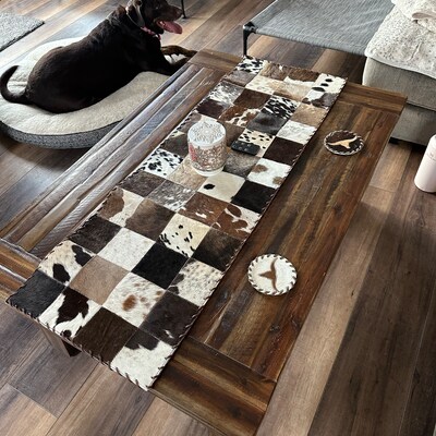 Natural Cowhide Leather Area Rug Handmade Cowhide Patchwork Carpet Home ...