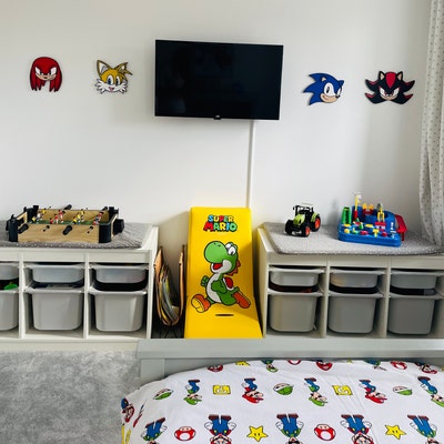 Wooden Sonic Character Head / Face Boys / Girls Gaming Bedroom / Wall ...