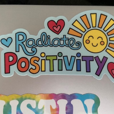RADIATE POSITIVITY Happy Sun Vinyl Decal Sticker Water Bottle Sticker ...