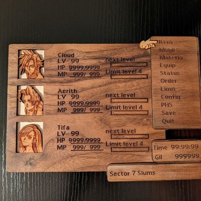 Custom Wooden Final Fantasy 7 Menu Screen With Characters You Can Pick ...