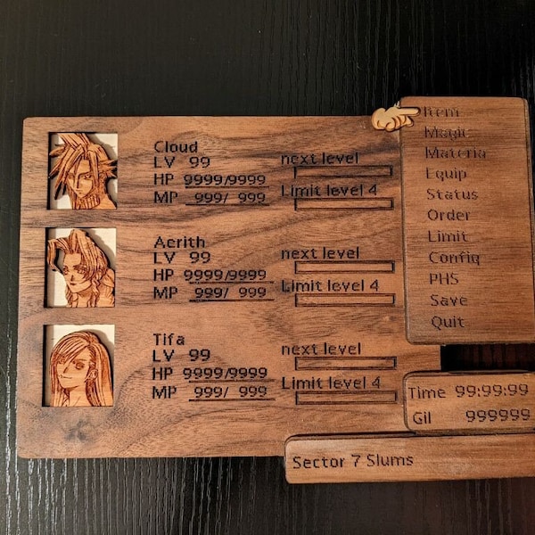 Custom Wooden Final Fantasy 7 Menu Screen With Characters You Can Pick ...