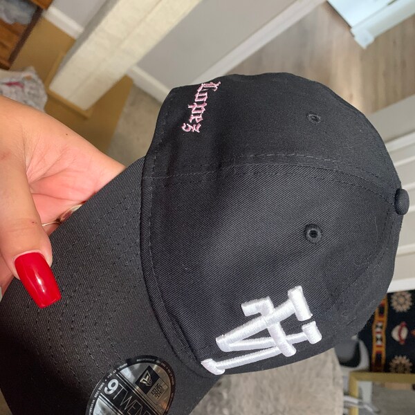 Upside Down "la" Dad Hat Black (white Thread) - Etsy