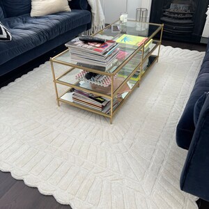 Scallop Rug Watermelon Pink/lime Green, Hand-tufted Wool Area Rug ...