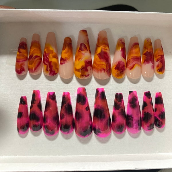 Pink Tortoise Press on Nails | Tortoise Shell | Summer Neon Nails ...