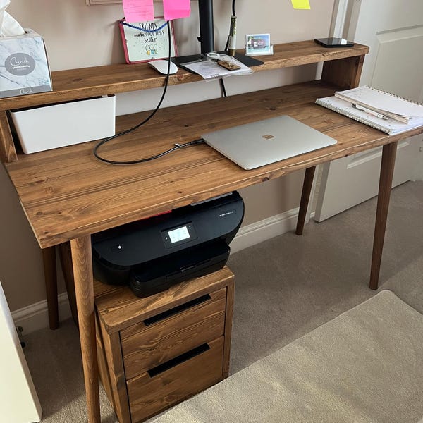 Simple Desk With Drawers Both Sides, Reclaimed Wood Handmade Desk ...