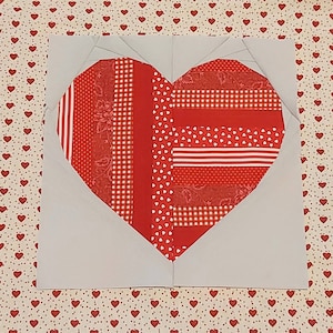 Mod Heart Foundation Paper Piecing FPP Pattern Striped Heart Quilt ...