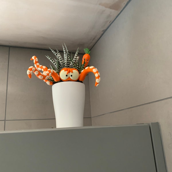 Glow in the Dark Octopus Plant Pot Decoration: Quirky Plant Pet. Wall ...