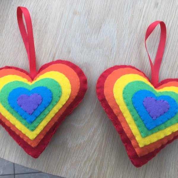 Make Your Own Rainbow Hanging Heart Kit. Felt Kit. Felt Decoration ...