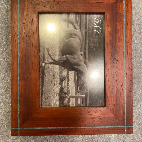 African Padauk Wood With Crushed Turquoise Stone Inlay 11x14 Picture ...