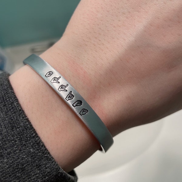 Custom Name Bracelet - Exclusive Sign Language Jewelry - Name Cuff ...