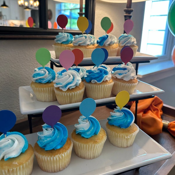 Bright Balloon Party Picks - Cupcake Toppers - Food Picks - up up and ...