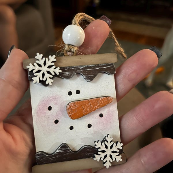 S'mores Snowman Christmas Ornament, DIY Kit or Hand-painted, Snowman ...