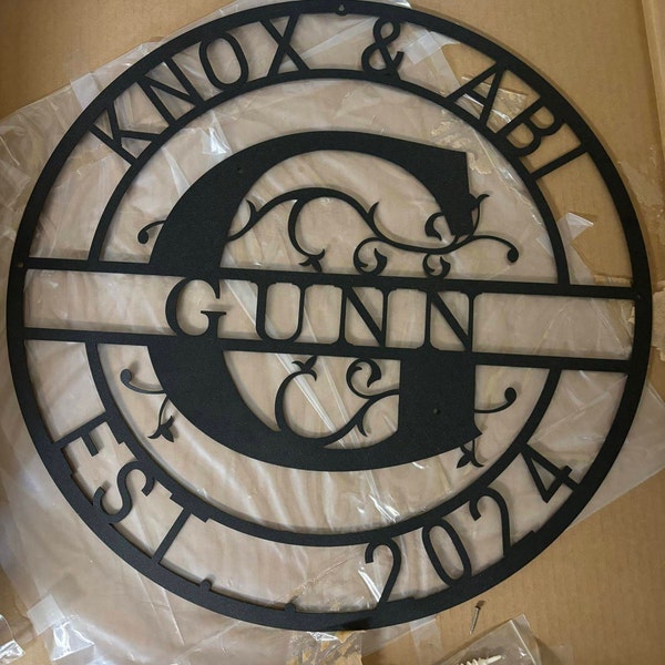 Metal Name Signs Monogram Wall Decor Metal Wall Art Last Name Sign ...