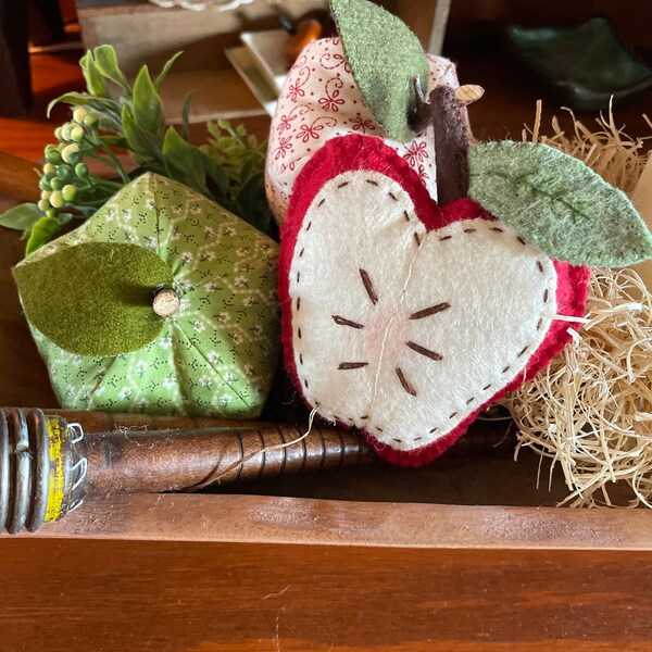 Faux Felt Sliced Apple Tierred Tray, Bowl Filler, Country Decor, Faux ...