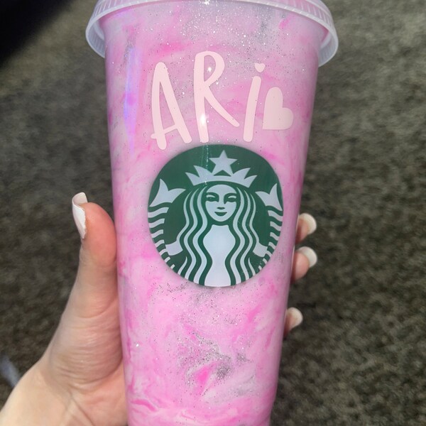 Custom Rainbow Marble Cup | Marble Starbucks Cup | Reusable | Rainbow ...