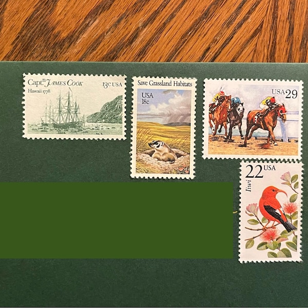 10 Unused Vintage Wildlife Conservation Postage Stamps / King Salmon ...