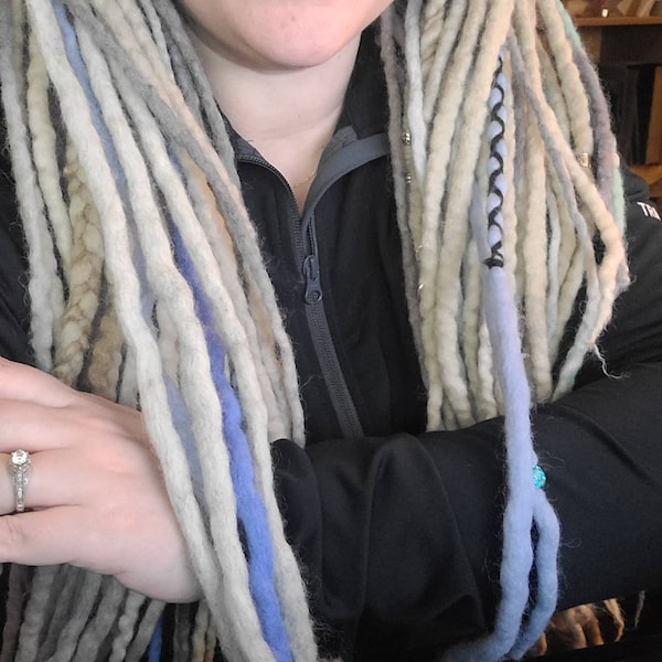 Wool Dreadlocks Dreads DE Extensions Green Bottle Braids Full Set SHORT ...