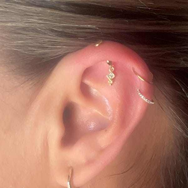 Dainty F136 Titanium 16G Lena Screw Flat Back Vertical Helix Piercing ...