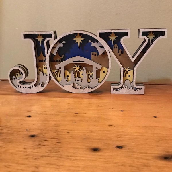 Multilayer Joy Scene Art Svg, Nativity Scene Svg, Christmas Scene Svg ...