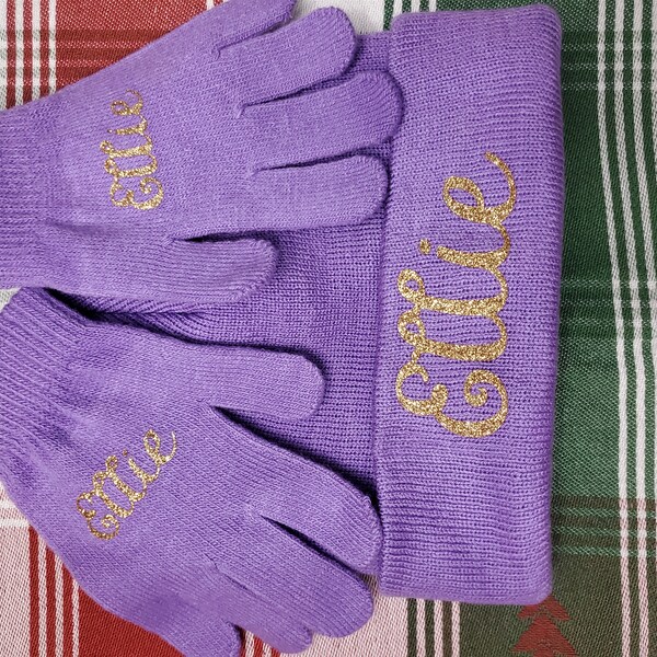 Adult Womens Monogram Gloves Assorted Colors Pink Purple Black Mint ...