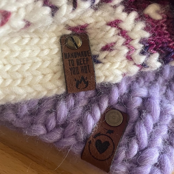 Small Leather Label for Knitted Items, Labels With Flat Rivets ...