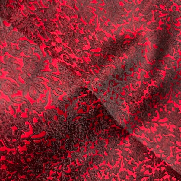 Fabric Silk Brocade Dark Blue and Color Gold Bamboo Floral -by Half ...