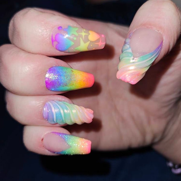 Unicorn Magic Press on Nails | Fantasy | Mythical | Rainbow Nails ...