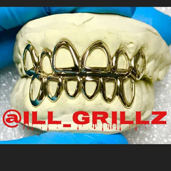 Handmade Custom Permanent Cut Dental Gold Frame Grillz - Etsy