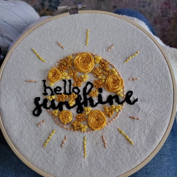 Hello, Sunshine PDF ONLY- Instant Download Handstitched Embroidery ...