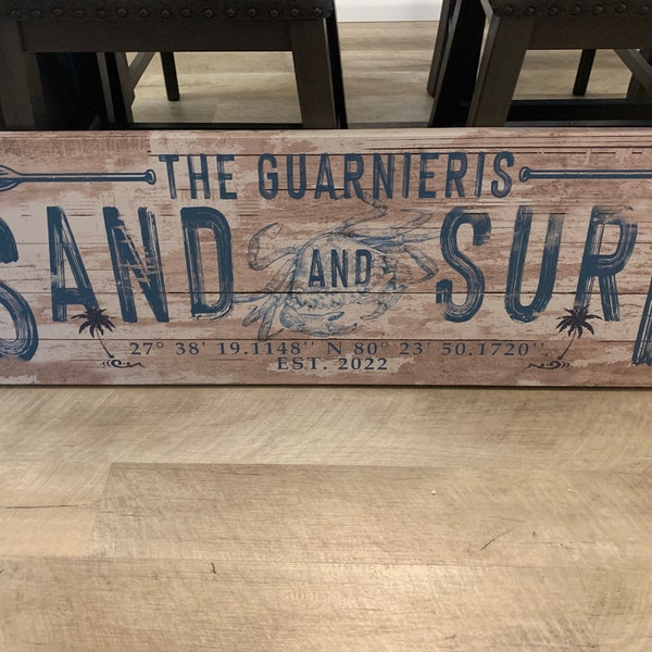 Coastal Sand and Surf Wall Decor, Rustic Chic Beach House Sign, Beach ...